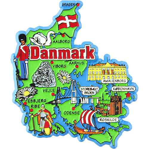 Rubber Magnet Danmark-Map - www.nordicsouvenir.com