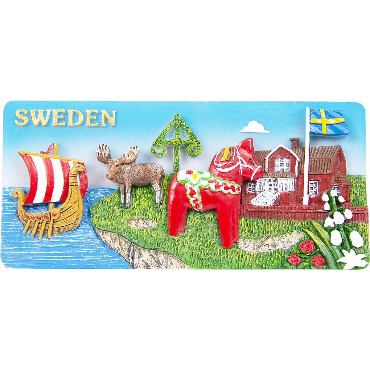 Magnet Sweden skyline, rektangulär - www.nordicsouvenir.com