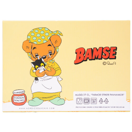 Mugg Farmor steker pannkakor, gul, 27 cl BAMSE - www.nordicsouvenir.co